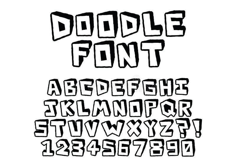 Hand Drawn Doodle Font Isolated on Background Stock Illustration ...