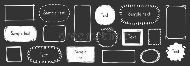 Hand Drawn Doodle Frame on Chalkboard Background. Box, Square ...