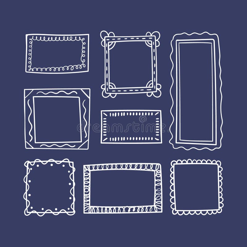 Hand Drawn Doodle Frames Collection Vector. Stock Vector - Illustration ...