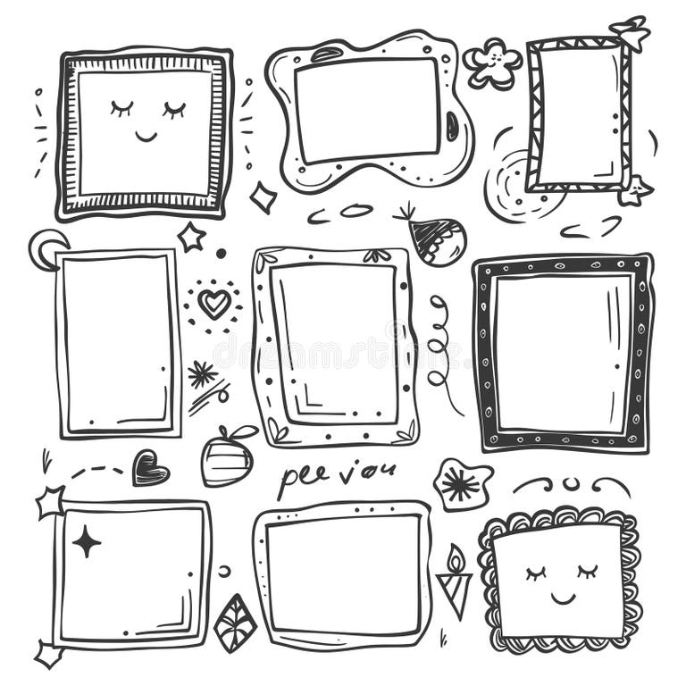 Collection of Cute Hand-Drawn Doodle Frames for Design Stock Vector ...