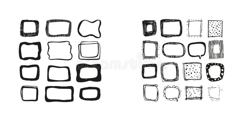 Hand-Drawn Doodle Frames Set. Creative Borders and Shapes Collection ...