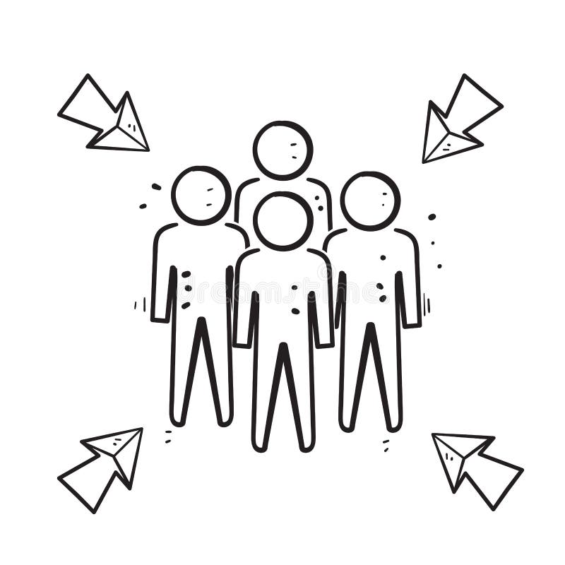 Hand Drawn Doodle Gather Point Icon Illustration Vector Isolated Stock ...