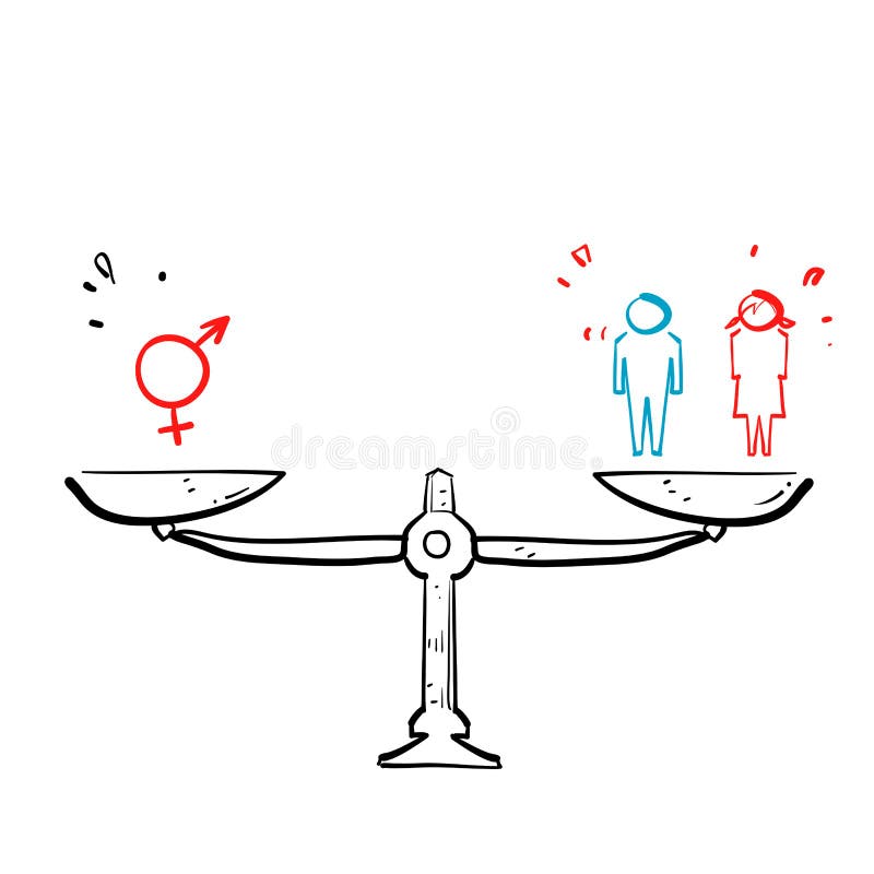 Hand Drawn Doodle Gender Symbol and Scale Symbol for Gender Equality ...