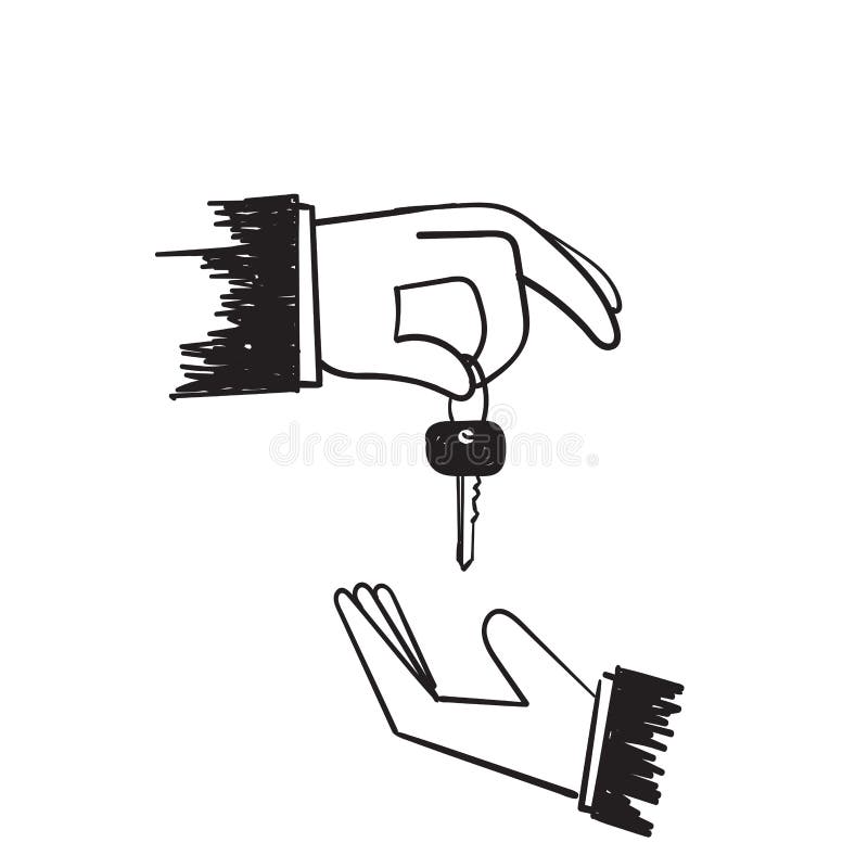 Hand Drawn Doodle Hand Giving Key To Customer Sign Illustration Vector ...