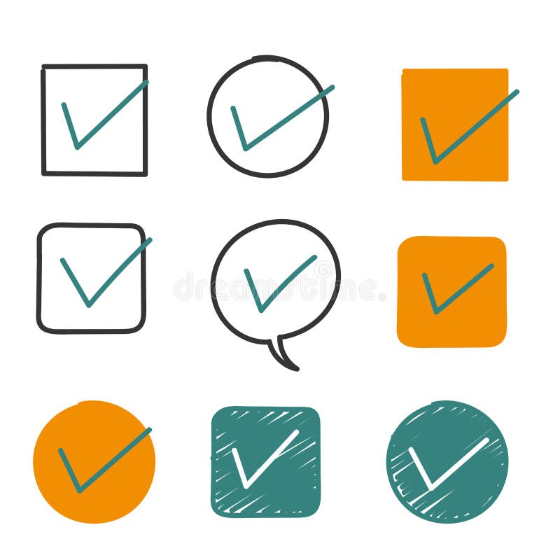 Hand Drawn Doodle Green Check Mark Illustration Vector Stock Vector ...