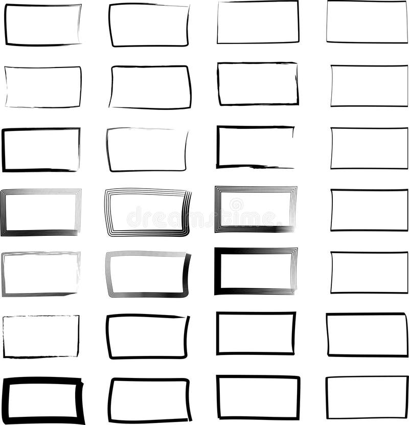 Hand Drawn Doodle Grunge Square Highlighter. Marker Scribble Scrawl ...