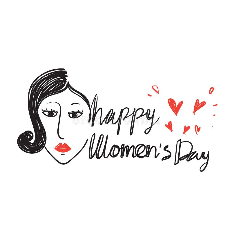 Hand Drawn Doodle Happy Women`s Day Illustration Vector Isolated Stock ...