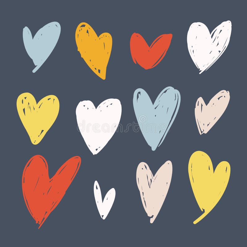 Hand Drawn Doodle Hearts Set Stock Vector - Illustration of doodle ...