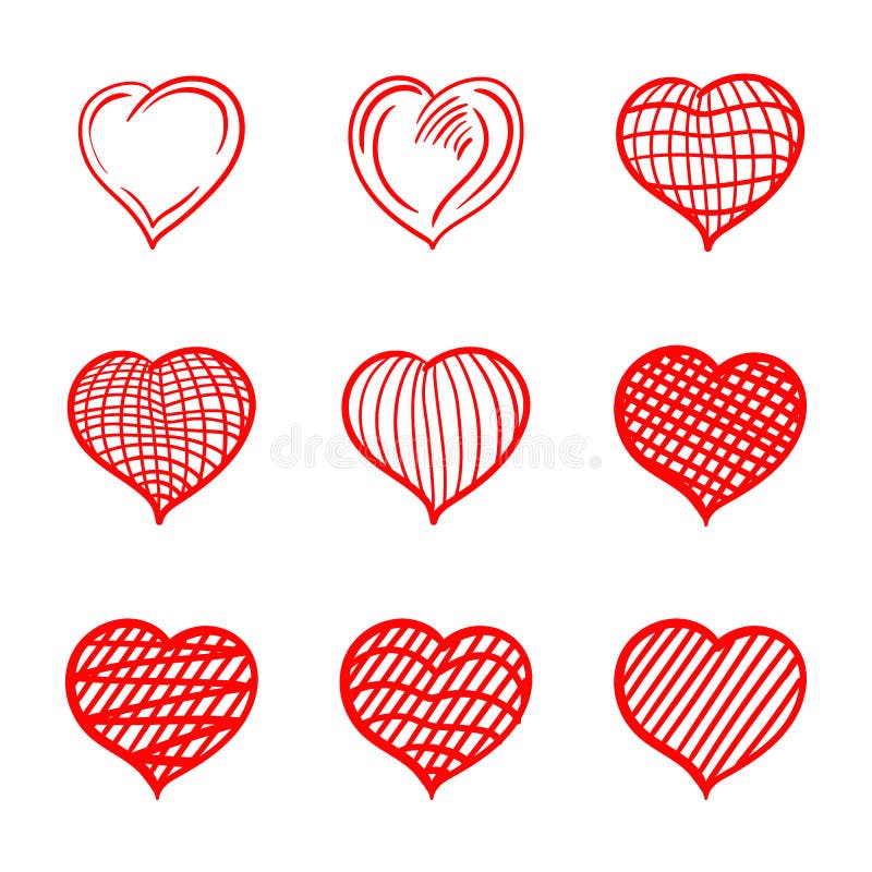 Hand drawn doodle hearts stock vector. Illustration of doodle - 227826120