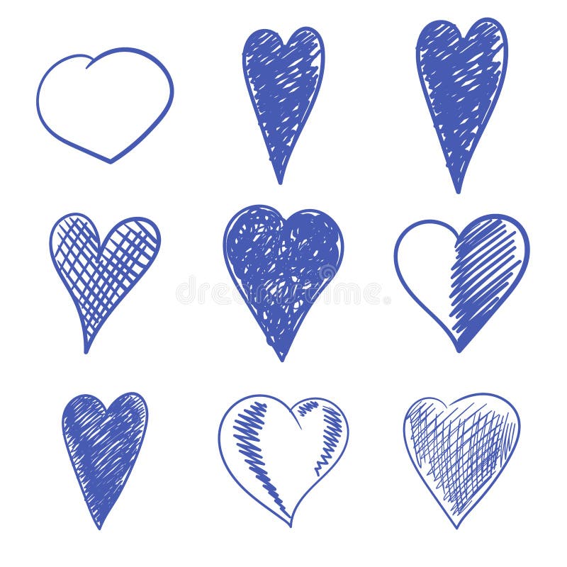 Hand drawn doodle hearts stock vector. Illustration of style - 227826581