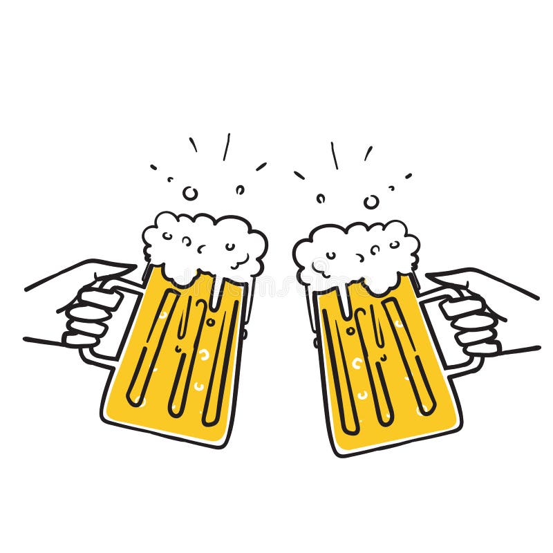 Hand Drawn Doodle Holding Glass Beer Illustration Vector Stock Vector Illustration Of Draft