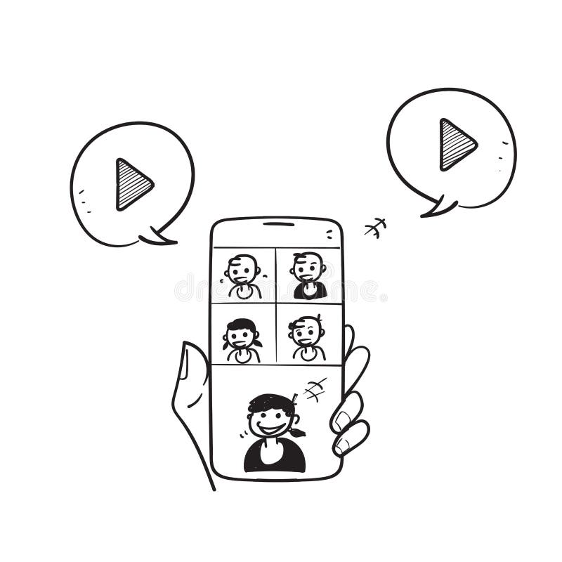 Video Chat Doodle Computer Screen Stock Illustrations – 121 Video Chat ...