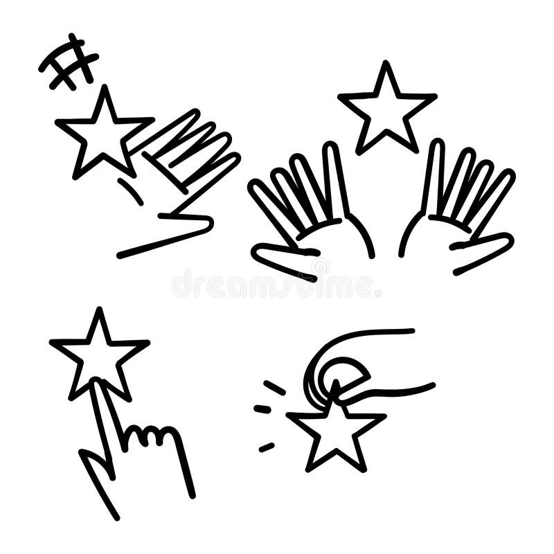 Hand Drawn Doodle Hand Holding Star Shape Illustration Vector Stock ...