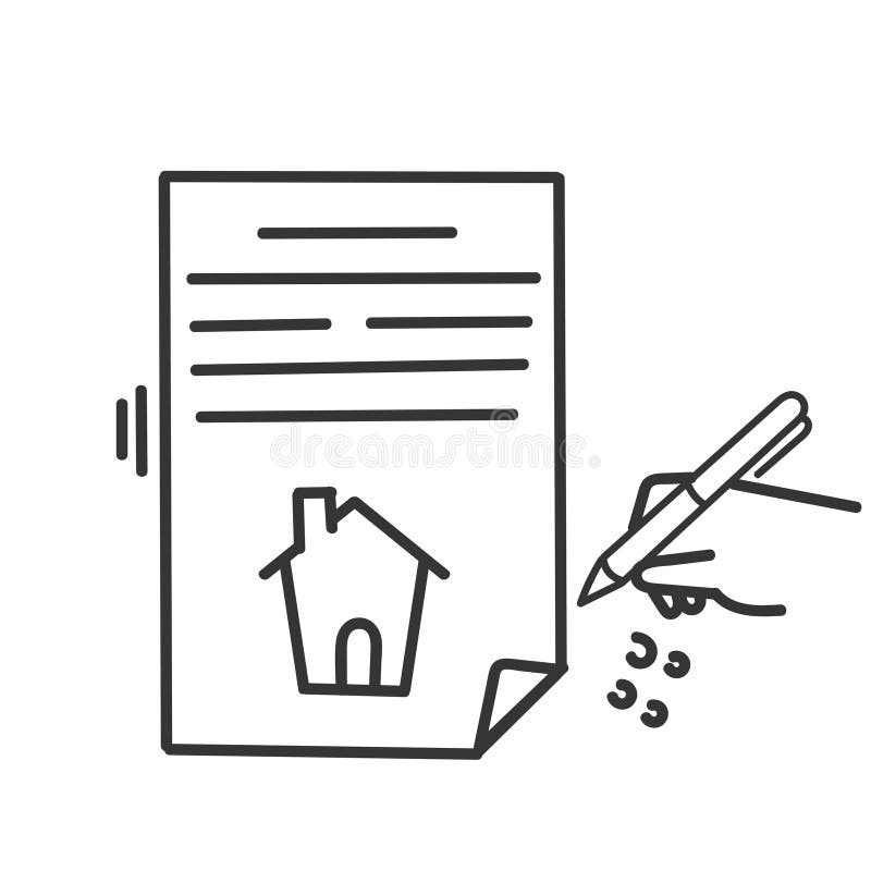 Hand Drawn Doodle House Buy or Rent Agreement Document Icon Stock ...