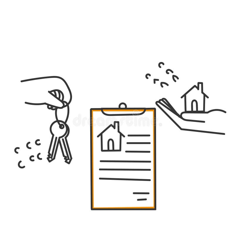 Hand Drawn Doodle House Buy or Rent Agreement Document Icon Stock ...