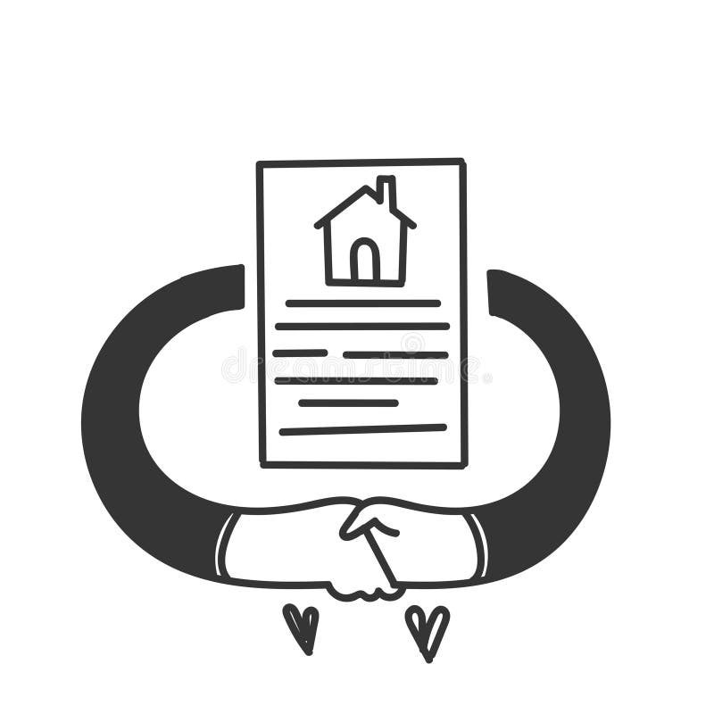 Hand Drawn Doodle House Buy or Rent Agreement Document Icon Stock ...