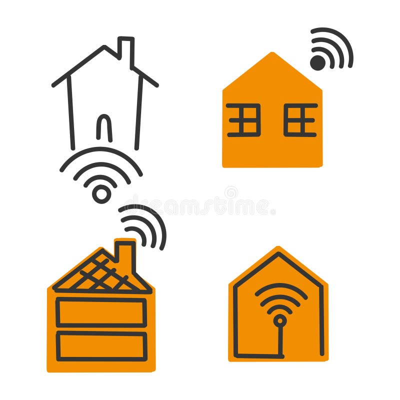 Hand Drawn Doodle House with Wifi Signal Illustration Stock Vector ...
