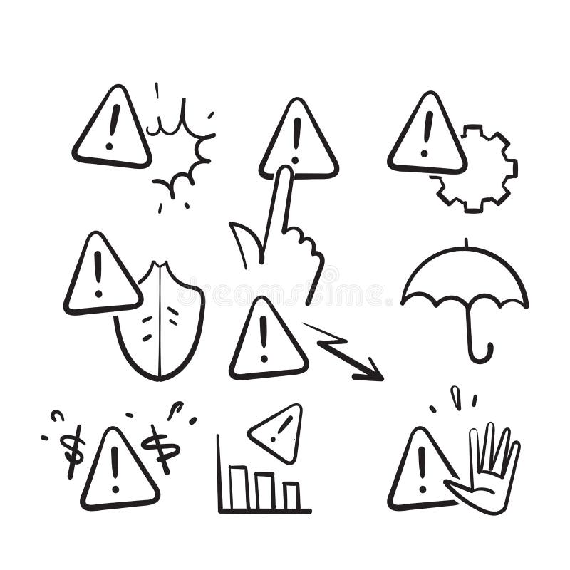 Hand Drawn Doodle Icon Related To Risk Caution and Protect Illustration ...
