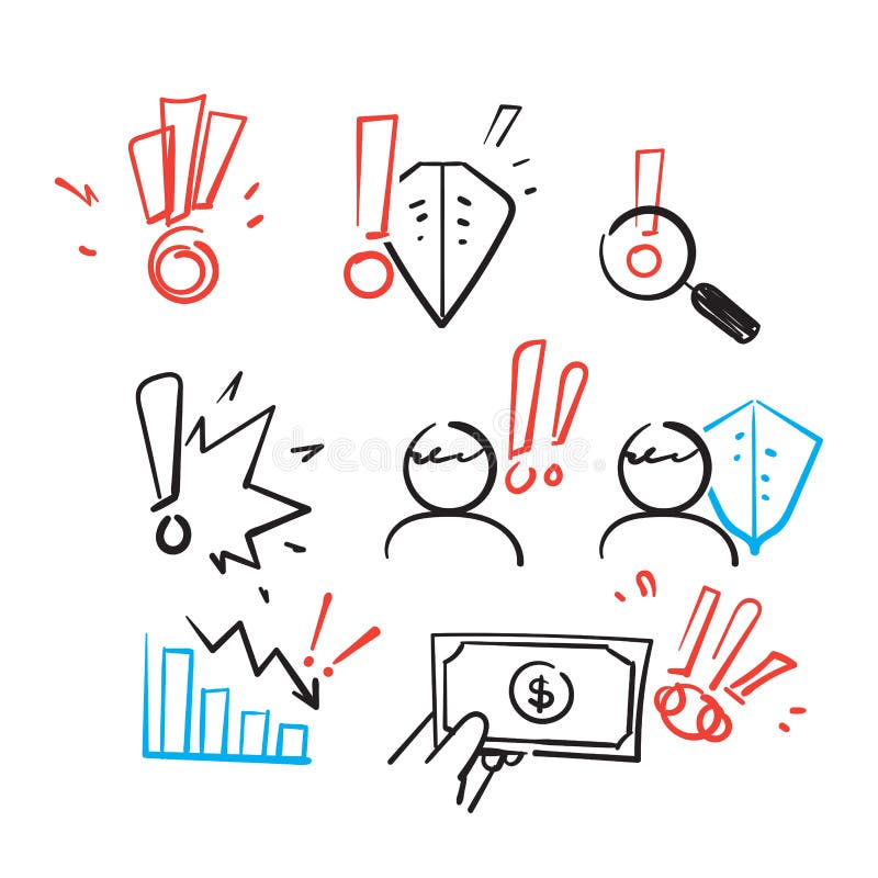 Hand Drawn Doodle Icon Related To Risk Caution and Protect Illustration ...