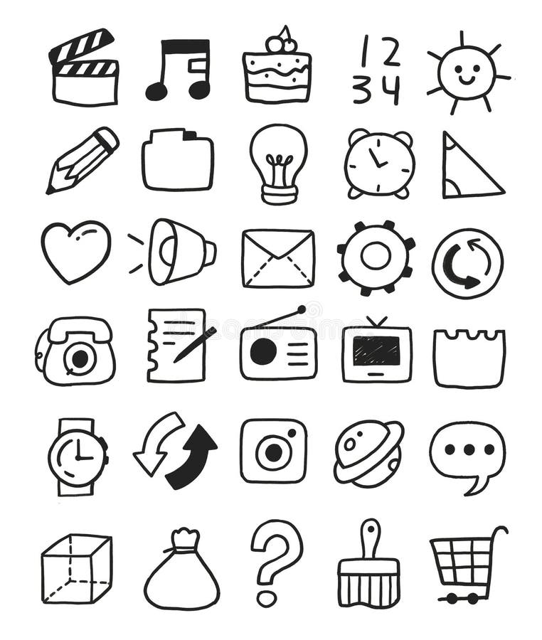 Doodle Note Icons stock illustration. Illustration of font - 278366734