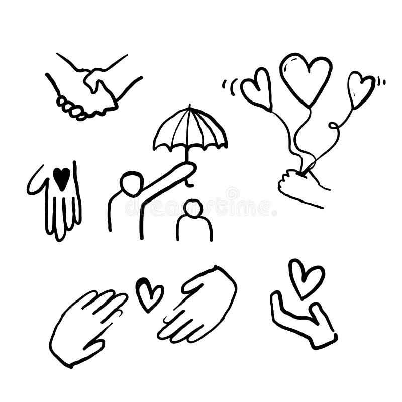 Hand Drawn Doodle Illustration Icon Symbol for Care, Generous and ...