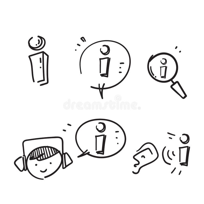Hand Drawn Doodle Information and Help Desk Related Icon Illustration ...