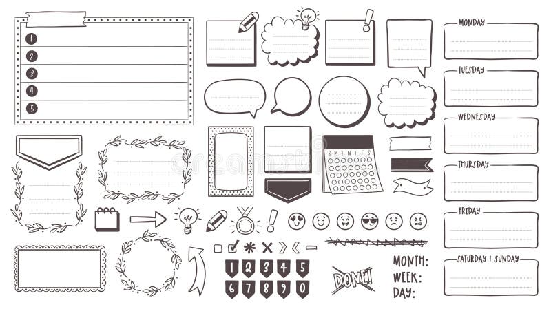 Hand-drawn Doodle Items for Planners and Journals Stock Illustration ...