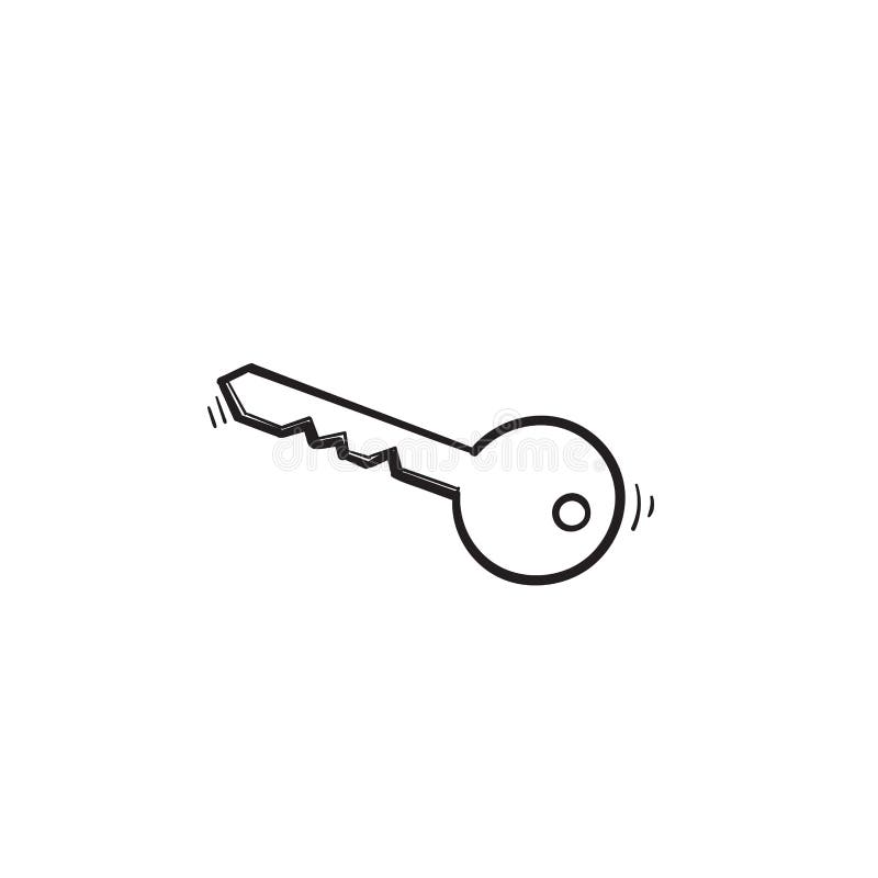 Hand Drawn Doodle Key Illustration with Cartoon Style Vector Isolated ...