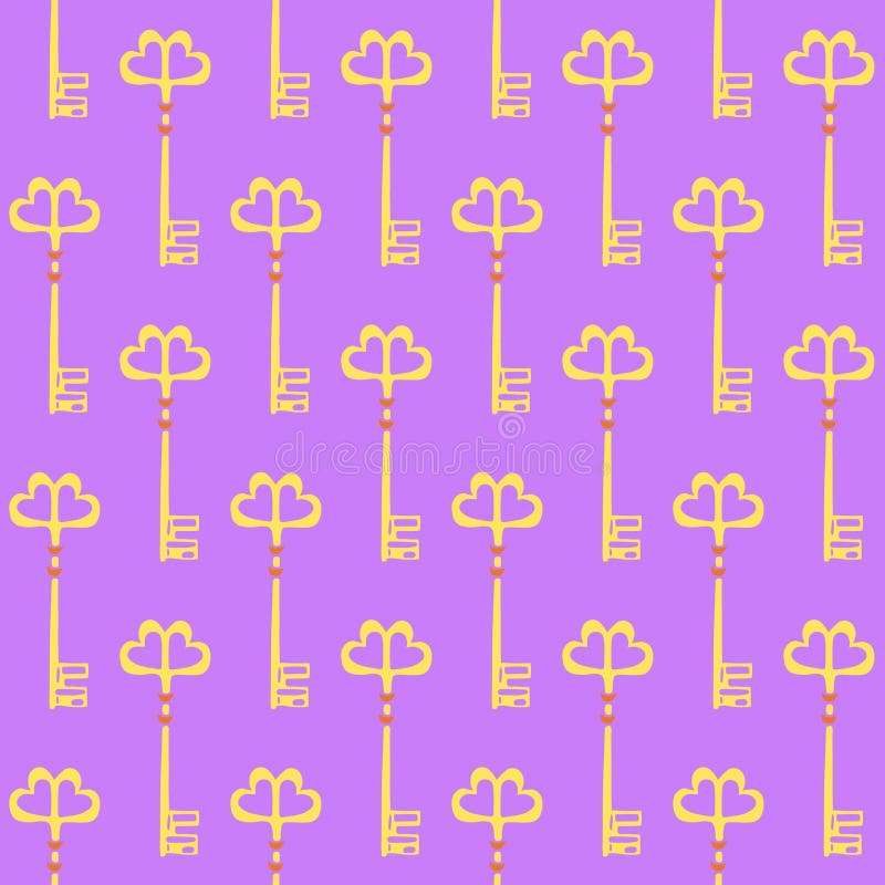 Hand Drawn Doodle Key Seamless Pattern-03 Stock Vector - Illustration ...