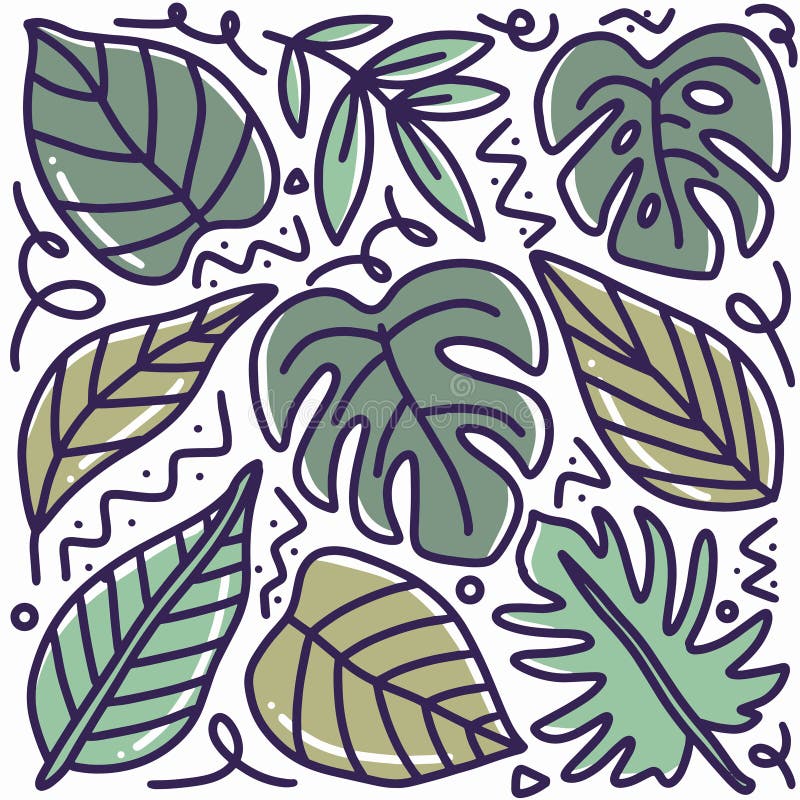 Doodle Leaf Backdrop stock vector. Illustration of color - 74693065
