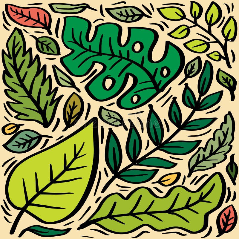 Hand Drawn Doodle of Leaves. Stock Illustration - Illustration of plant ...