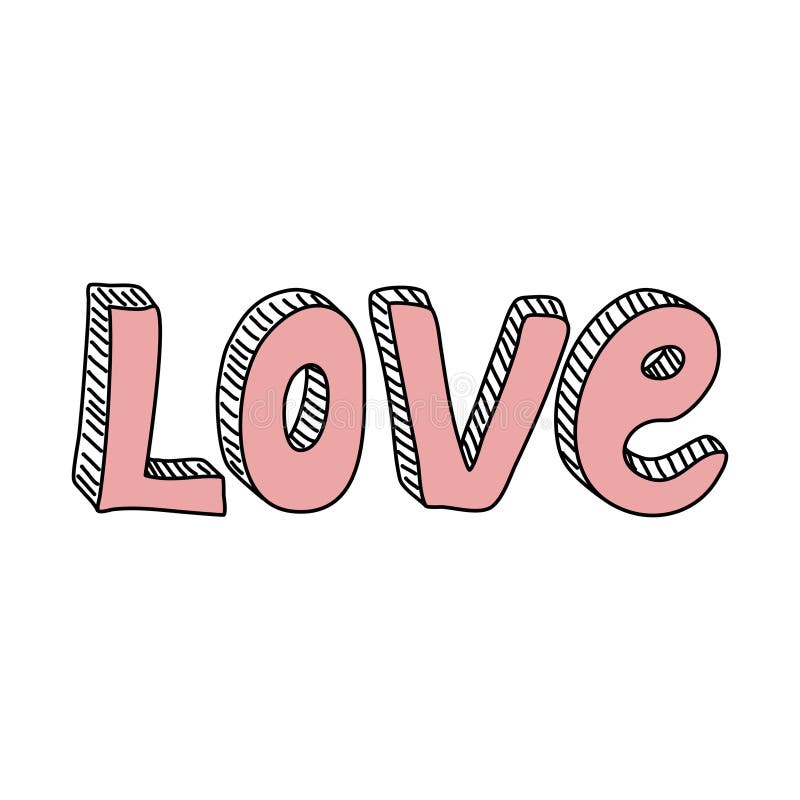 Hand Drawn Doodle Lettering of Word LOVE Stock Vector - Illustration of ...