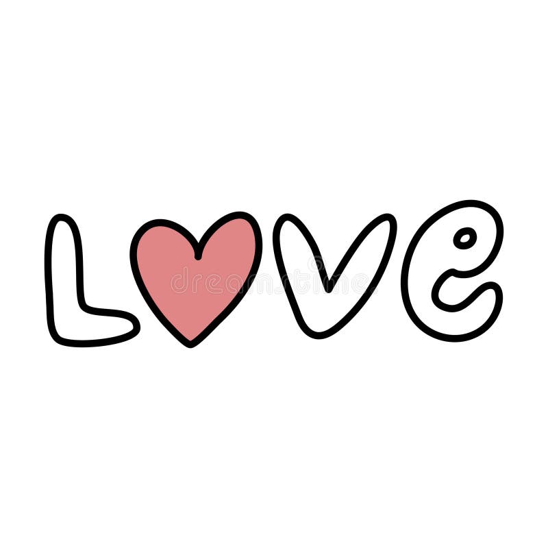 Word LOVE with Heart One Line Drawing Vector Illustration Stock Vector ...