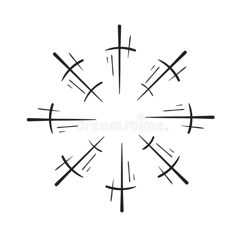 Hand Drawn Doodle Light Beam, Light Burst Illustration Vector Isolated ...