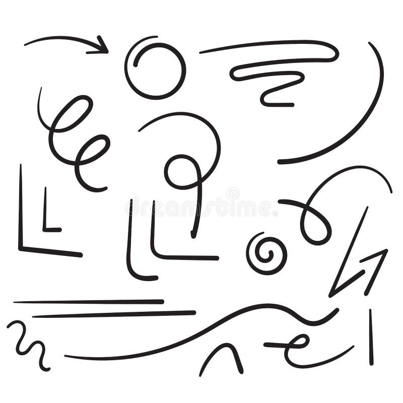 Hand Drawn Doodle Line Art Collection Element Illustration Doodle ...