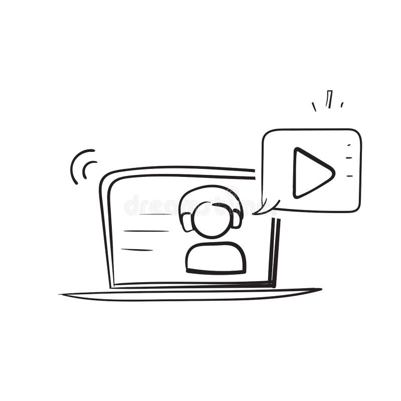 Hand Drawn Doodle Live Streaming Icon Illustration Stock Vector ...