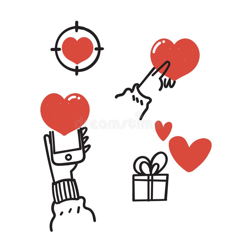 Hand Drawn Doodle Love Related Icon Drawing Illustration Stock Vector ...