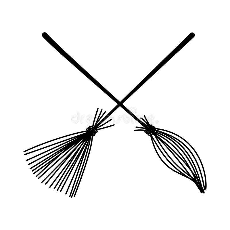 Hand Drawn Doodle Magic Broom. Halloween Icon. Vector Illustration ...