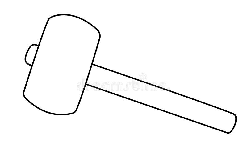 Hand Drawn Doodle Mallet, Vector Illustration, Black Outline. Stock ...