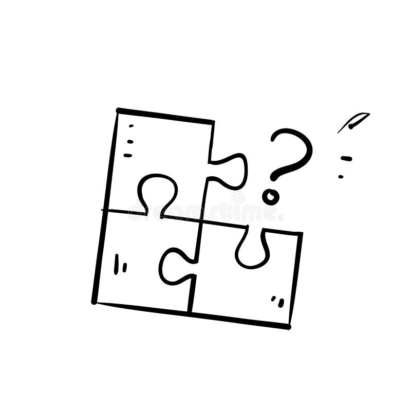 Hand Drawn Doodle Missing Puzzle Question Mark Icon Illustration Vector ...