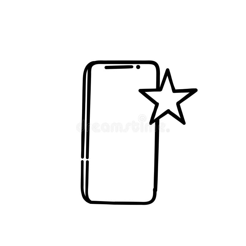 Hand Drawn Doodle Mobile Phone with Star Symbol Illustration Vector ...