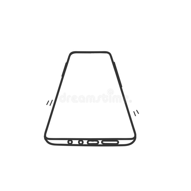 Hand Drawn Doodle Mobile Phone White Blank Mock Up Stock Vector ...