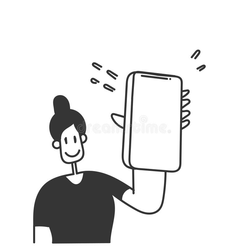 Hand Drawn Doodle Mobile Phone White Blank Mock Up Stock Vector ...