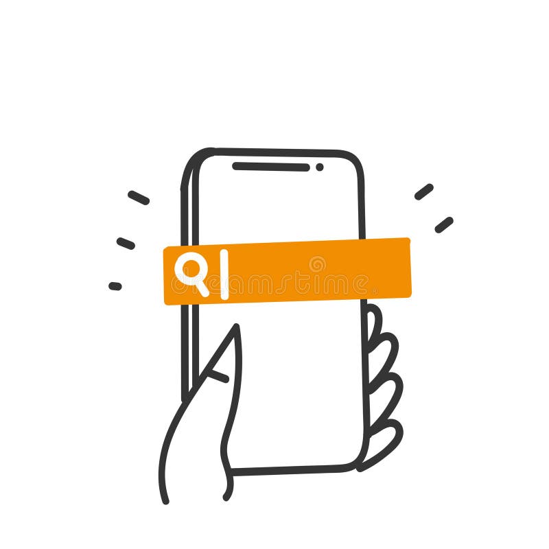 Hand Drawn Doodle Mobile Search Internet Illustration Vector Stock ...