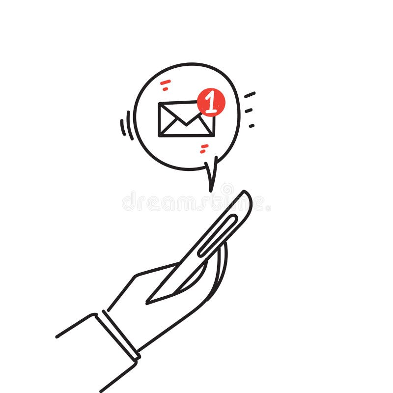 Hand Drawn Doodle New Message on Smart Phone Illustration Vector Stock ...