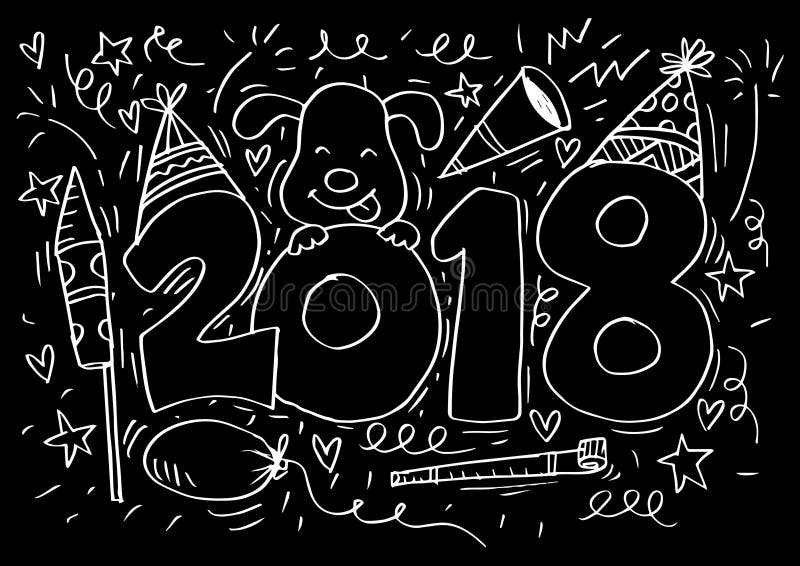 Hand Drawn Doodle Number 2018 Stock Vector - Illustration of card ...