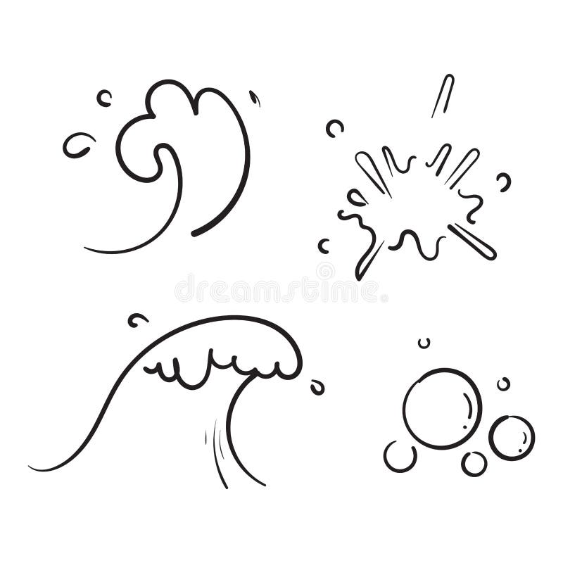 Hand Drawn Doodle Ocean Water Splash Illustration Vector Stock Vector ...