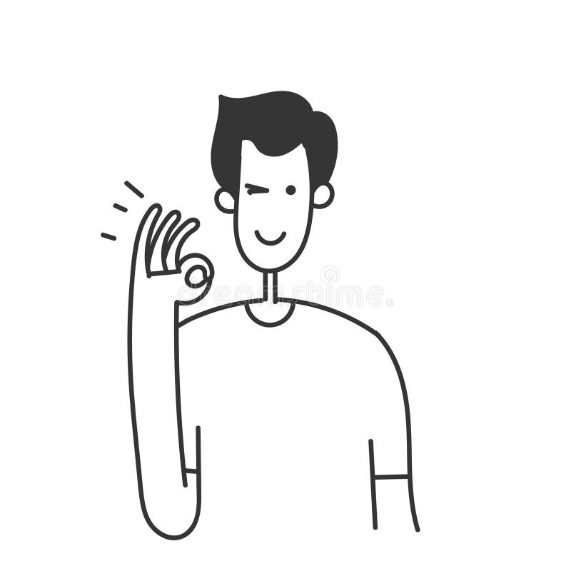Hand Drawn Doodle Ok Sign Gesture Illustration Stock Illustration ...