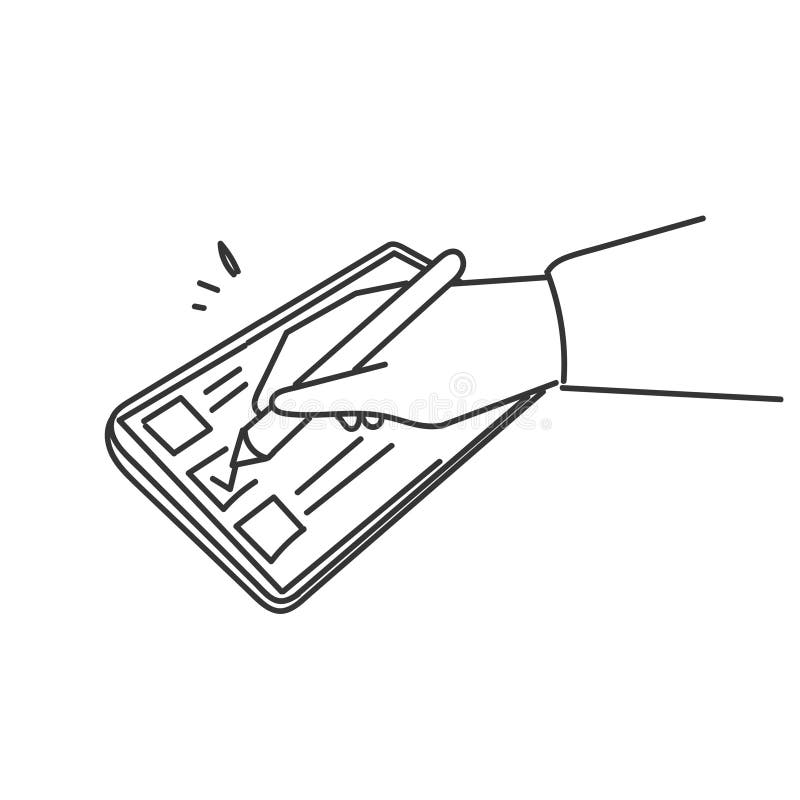 Hand Drawn Doodle Online Check Mark Option Selection on Electronic ...