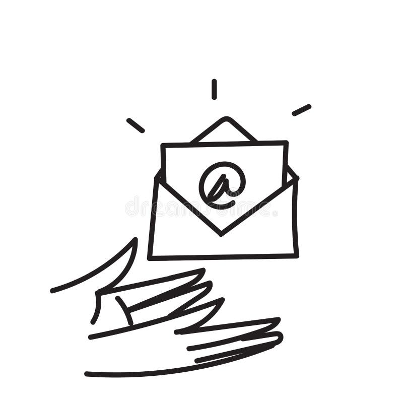 Hand Drawn Doodle Hand Open Mail Icon Illustration Vector Stock Vector ...